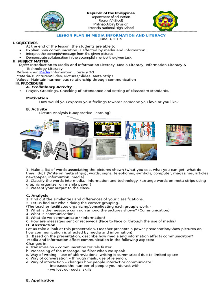 Lesson Plan in Media Information Literacy | PDF | Learning | Knowledge