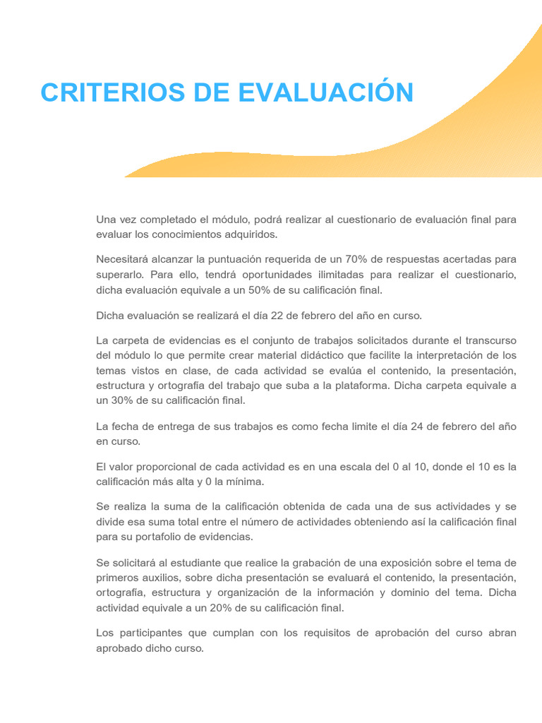 Criterios de Evaluacion | PDF