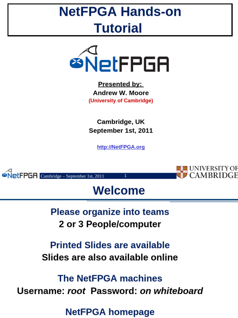 2011 NetFPGA Day Tutorial Cambridge | PDF | Network Switch | Field Programmable Gate Array