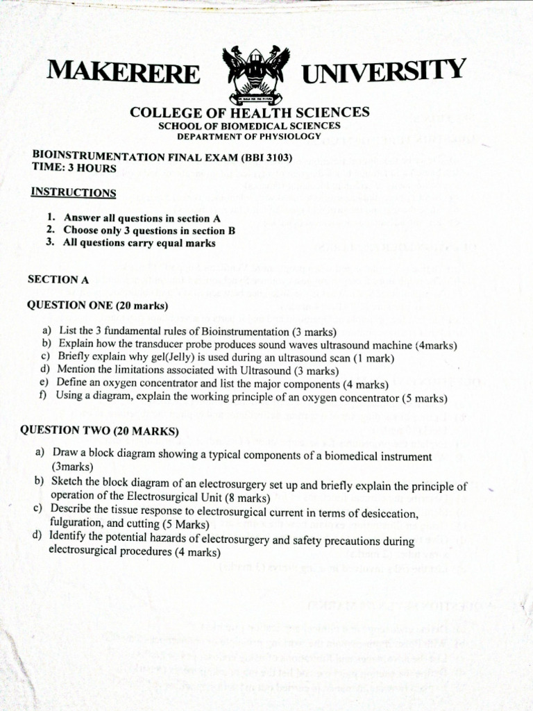 Bioinstrumentation Final Exam and Cat 21-Apr-2021 10-32-29 | PDF
