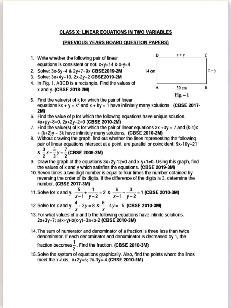 3.linear Eqn in Two Variable | PDF