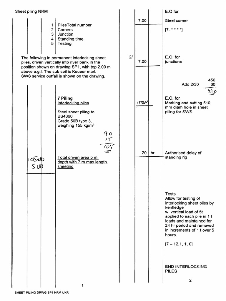 06b Sheet_piling TO complete NRM | PDF