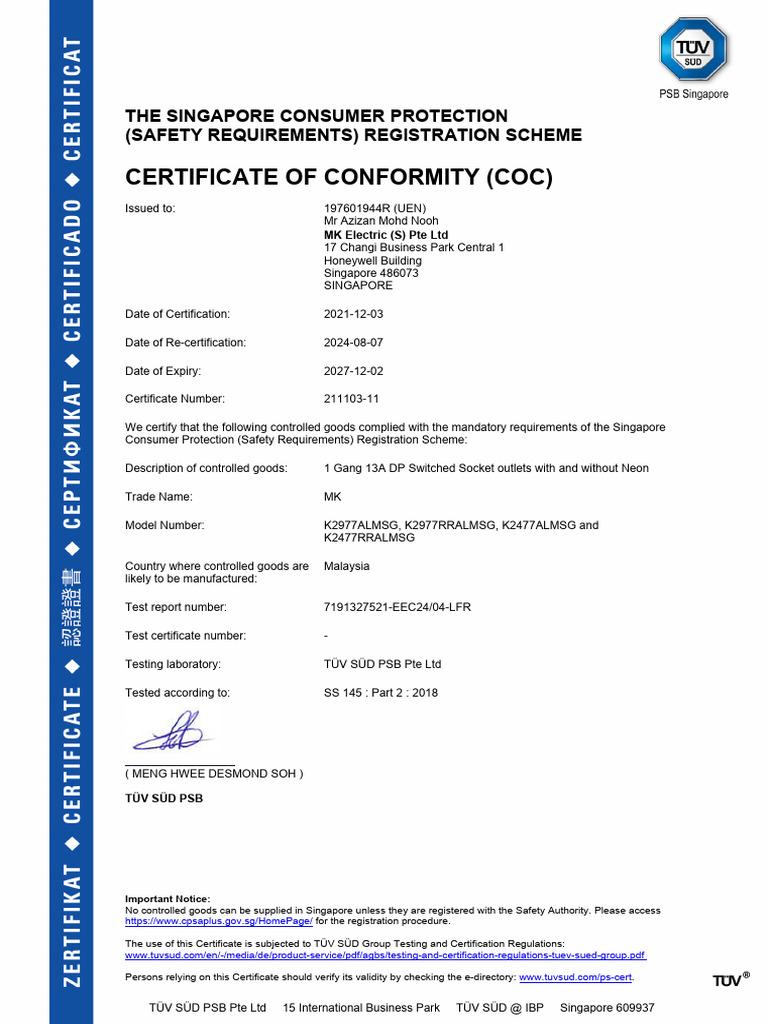 K2977, K2477 COC 211103-11 Exp 2.12.2027 | PDF