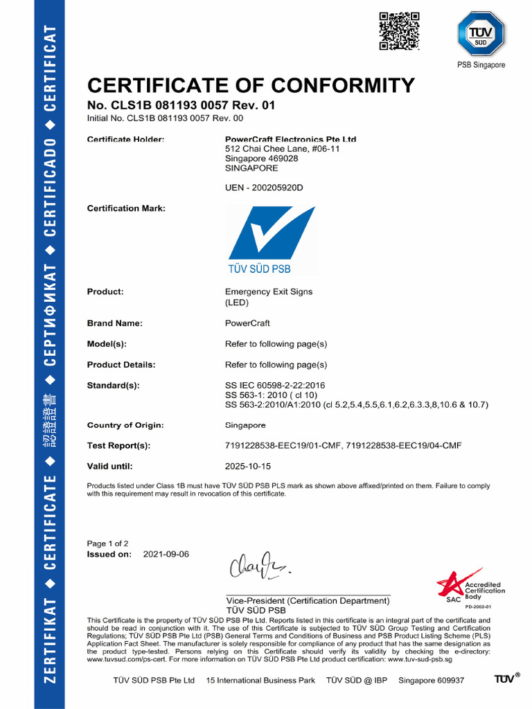 EXIT LIGHT Certificate | PDF