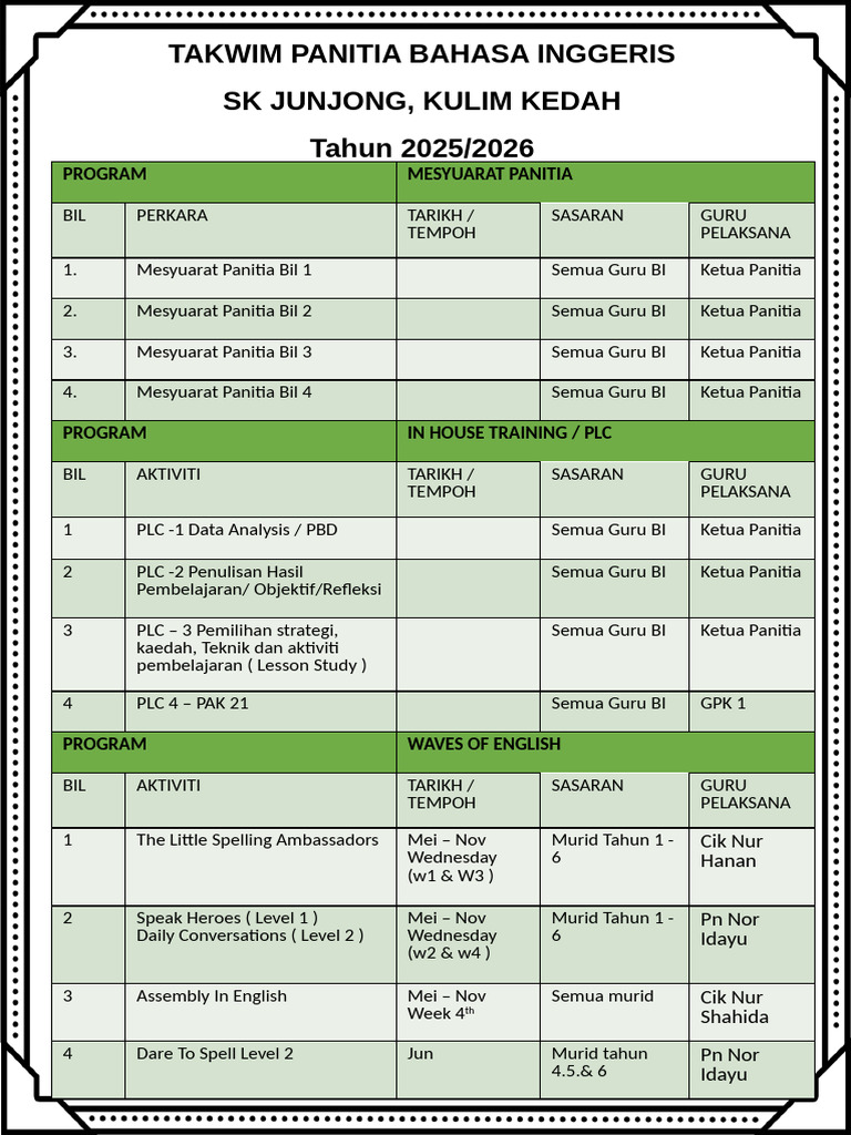 Takwim Panitia Bi 2024 | PDF