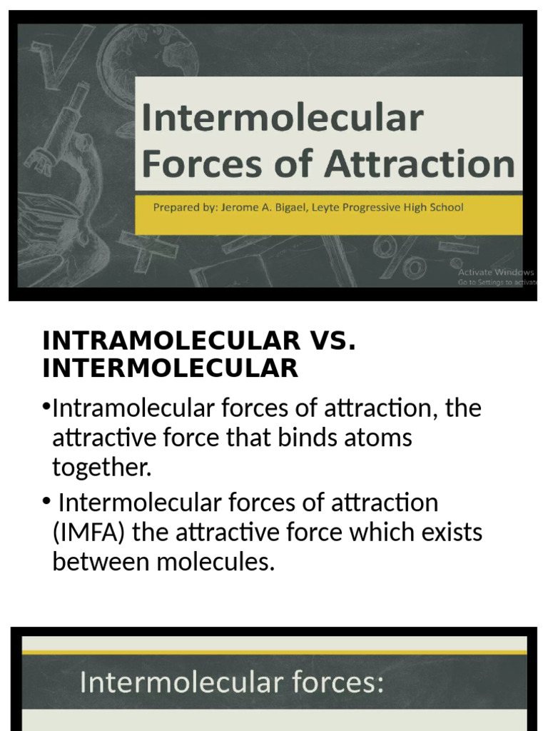 Intermolecular Forces of Attraction | PDF | Liquids | Gases