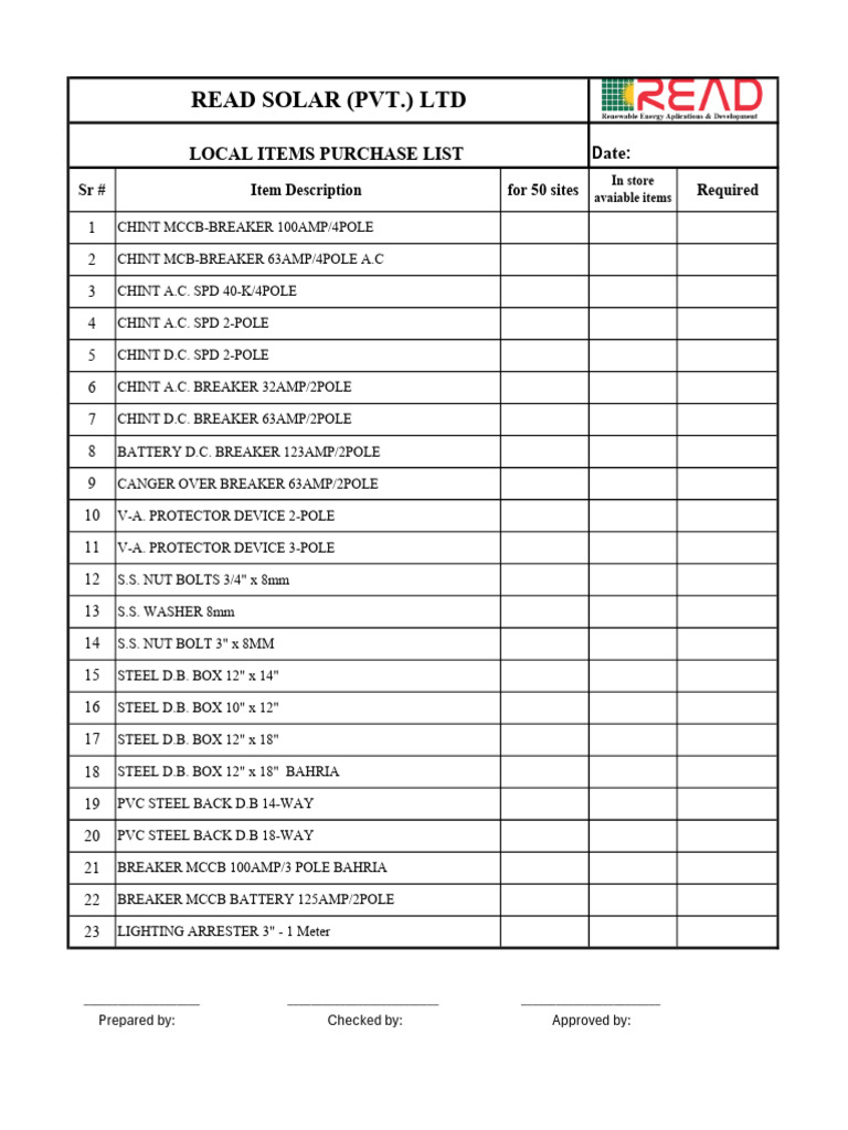 Local Electrical Items Purchase List | PDF | Electricity | Electrical ...