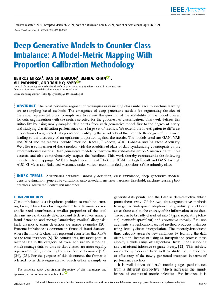 Deep Generative Models To Counter Class Imbalance A Model Metric Mapping With Proportion