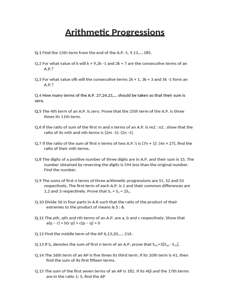 Arithmetic Progressions | PDF