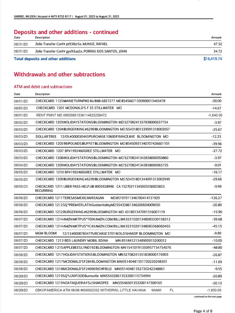 August 2023 Account Statement Summary | PDF | Service Industries ...