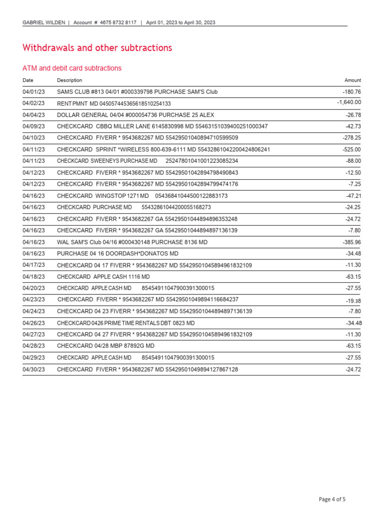 BOA Statement April 2023 | PDF | Money | Personal Finance