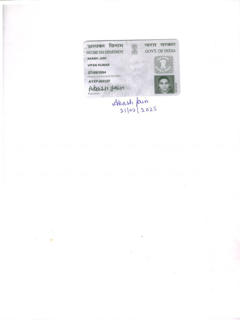 Pan Card Akash Jain | PDF