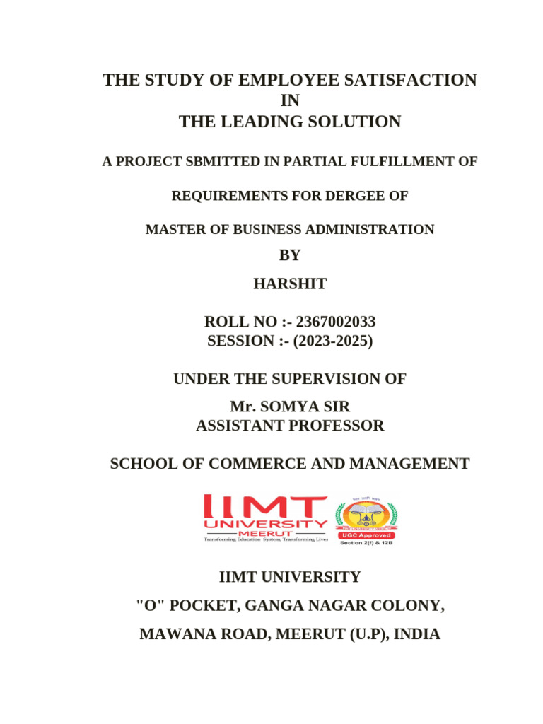 Employee-Satisfaction-final-Sem-Project COMPLETE FILE | PDF | Job ...