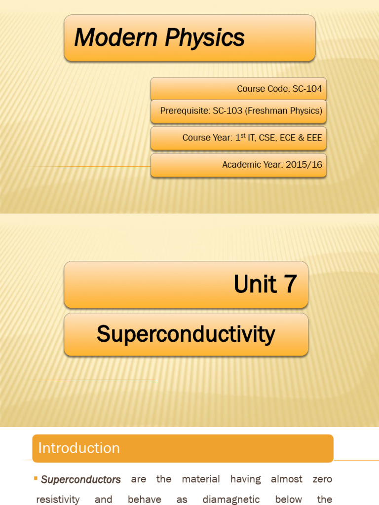 Chapter 7 - SuperConductivity | PDF | Superconductivity | Materials Science