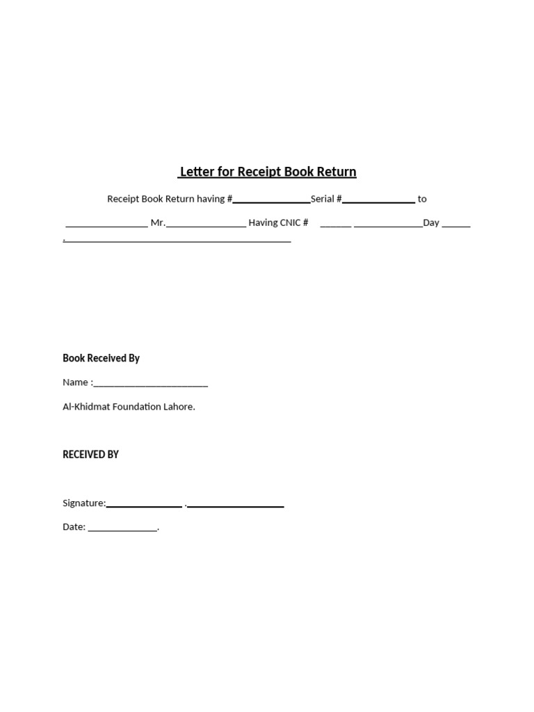 Approval Letter For Issuance For Receipt Book Format | PDF