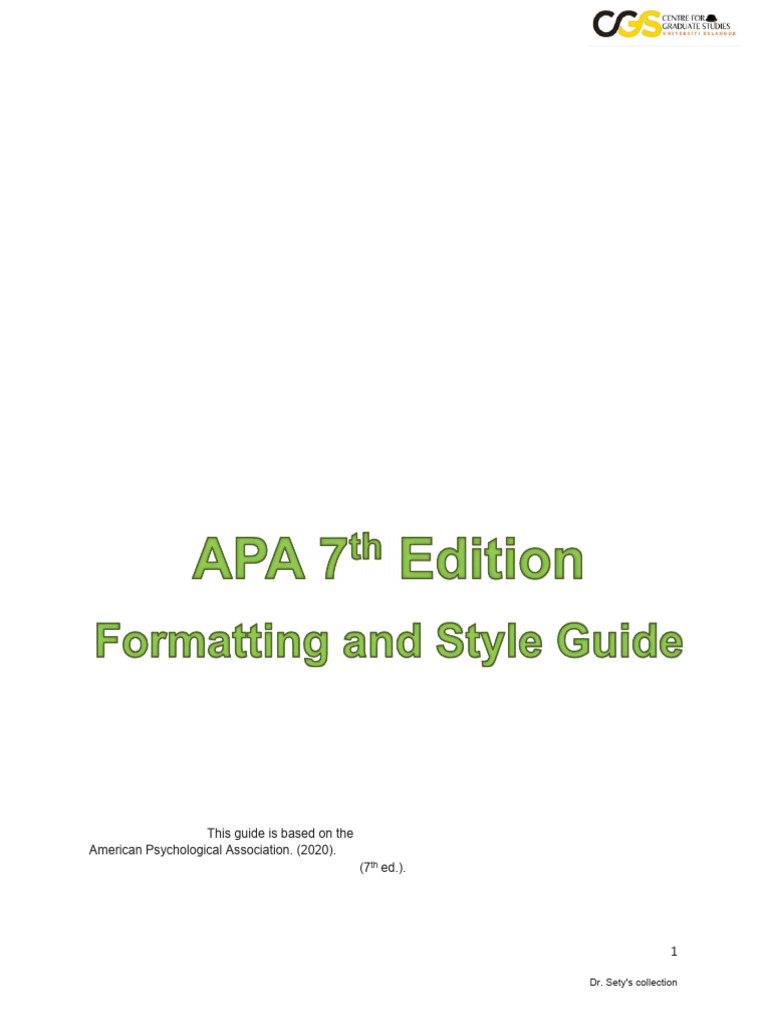 APA 7th Edition Citation Guide | PDF | Thesis