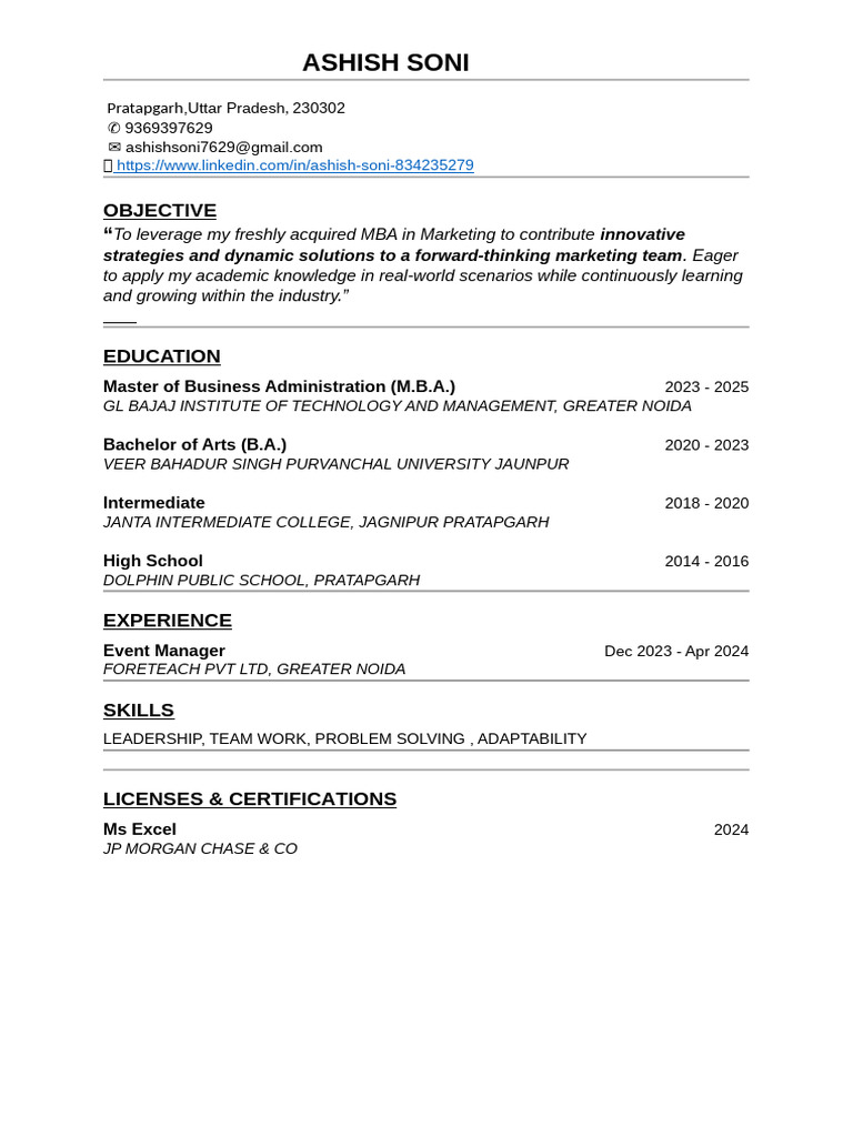 Ashish Soni Resume Completed | PDF