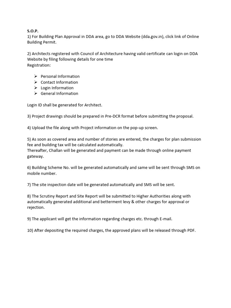 DDA Building Plan Approval Process Guide | PDF