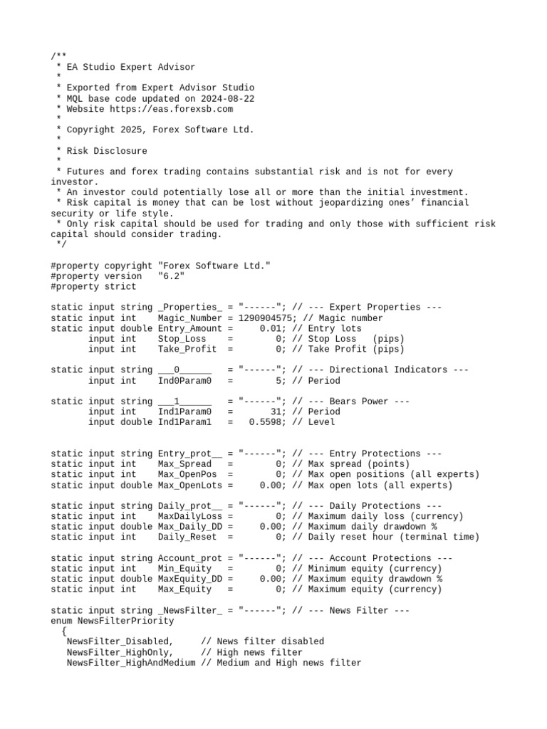 Ea Studio Chfjpy h1 1290904575.Mq4 | PDF | Financial Markets | Computer ...
