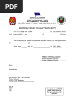 Assumption to duty sample | PDF