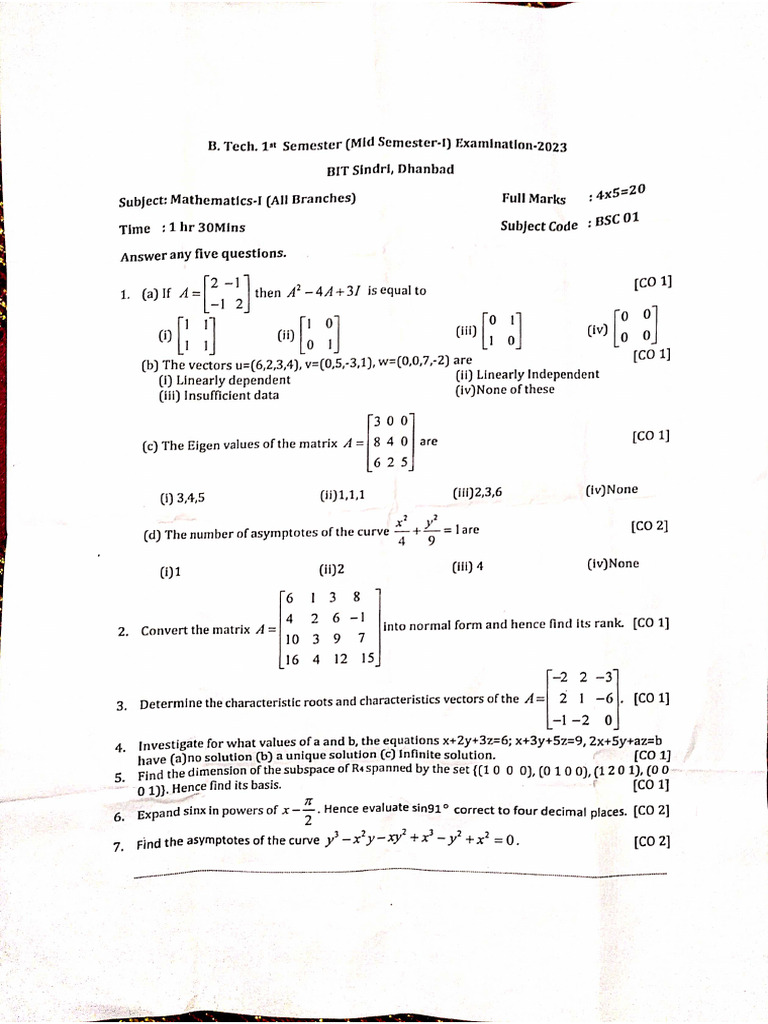 Mid-Semester 2023-24 | PDF