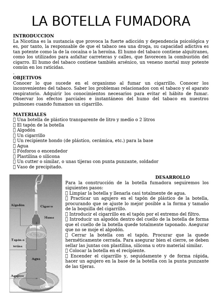 LA BOTELLA FUMADORA | PDF | Cigarrillo | Botella