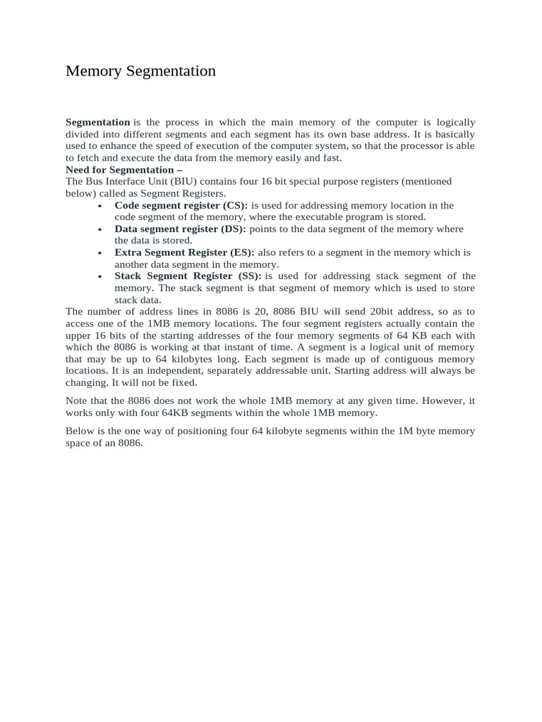 Understanding Memory Segmentation in 8086 | PDF | Computer Data ...