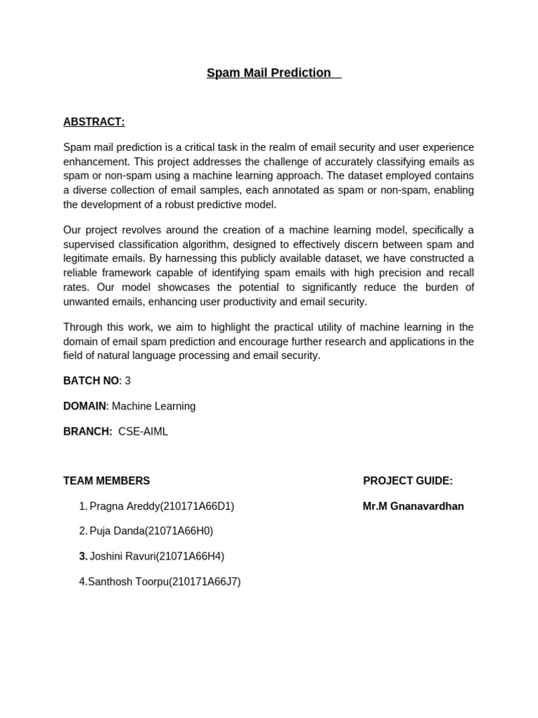 Spam Mail Prediction | PDF