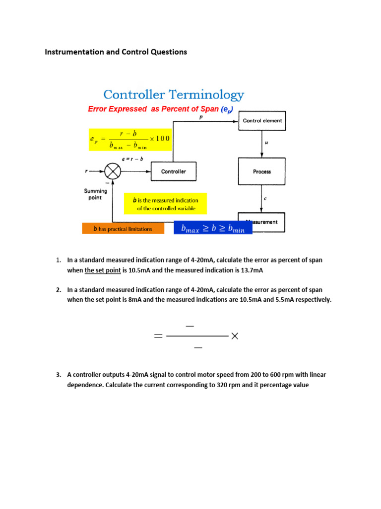 Instrumentation and Control Questions - 1 | PDF