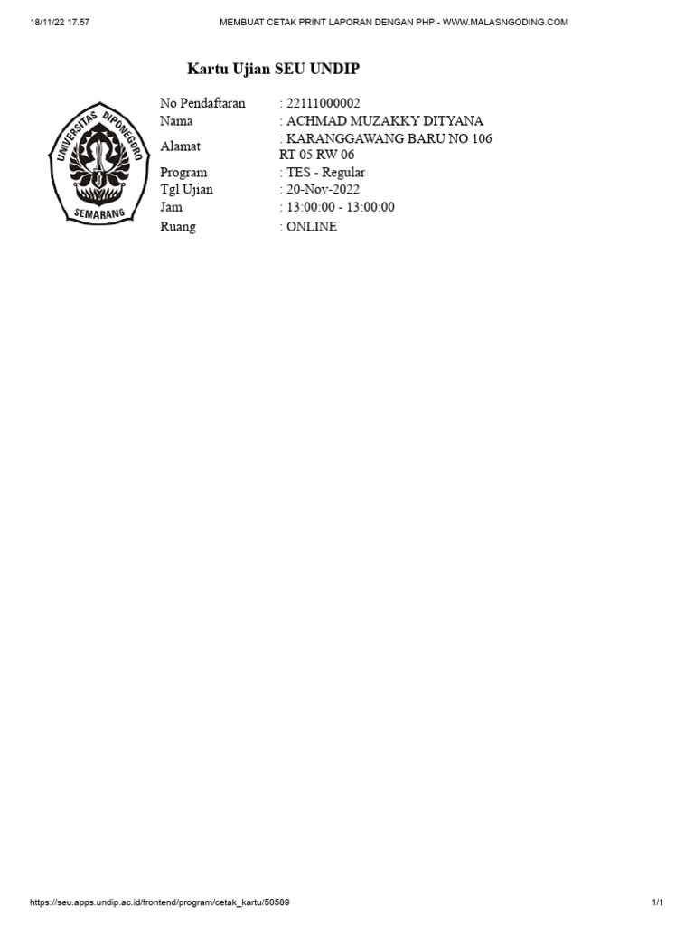 Membuat Cetak Print Laporan Dengan Php - Www.malasngoding.com | PDF