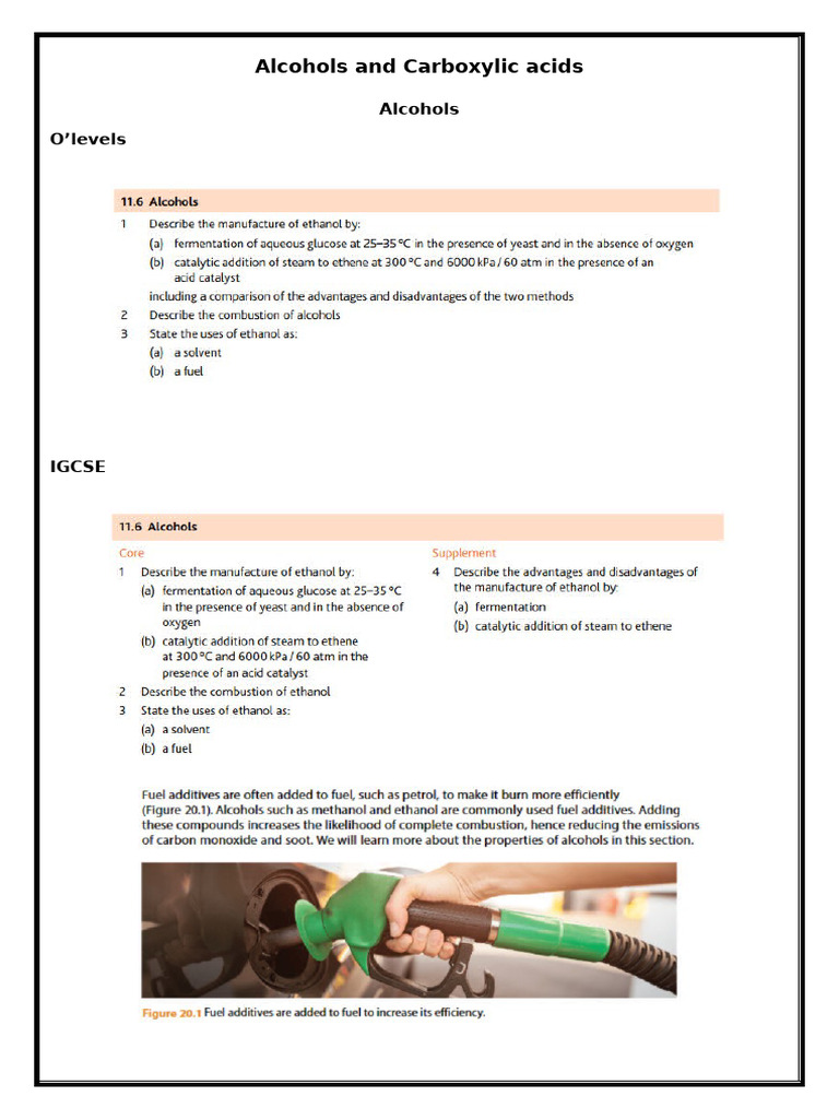 Ethanol and Ethanoic Acid Overview | PDF | Ethanol | Acetic Acid