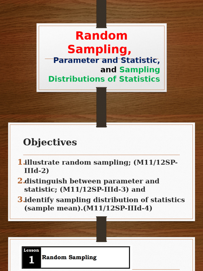 MODULE-4-Random-Sampling-Parameter-and-Statistic-and-Sample-Distribution-of-Sample-Means | PDF ...