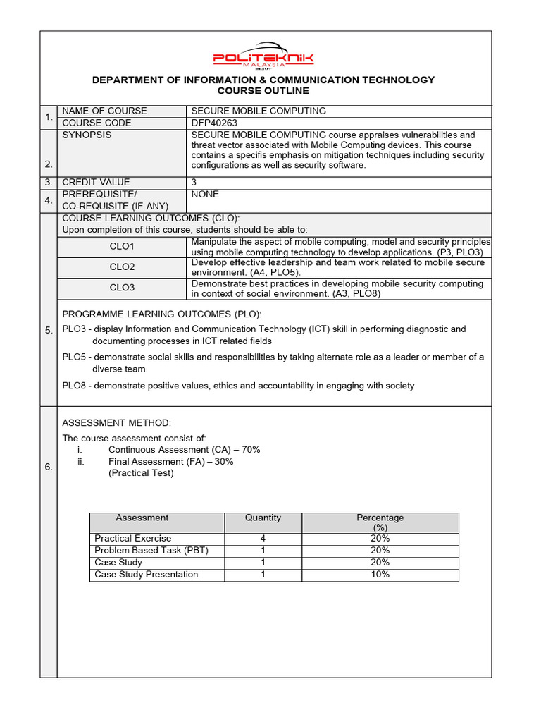 CO DFP40263 Secure Mobile Computing | PDF | Security | Computer Security