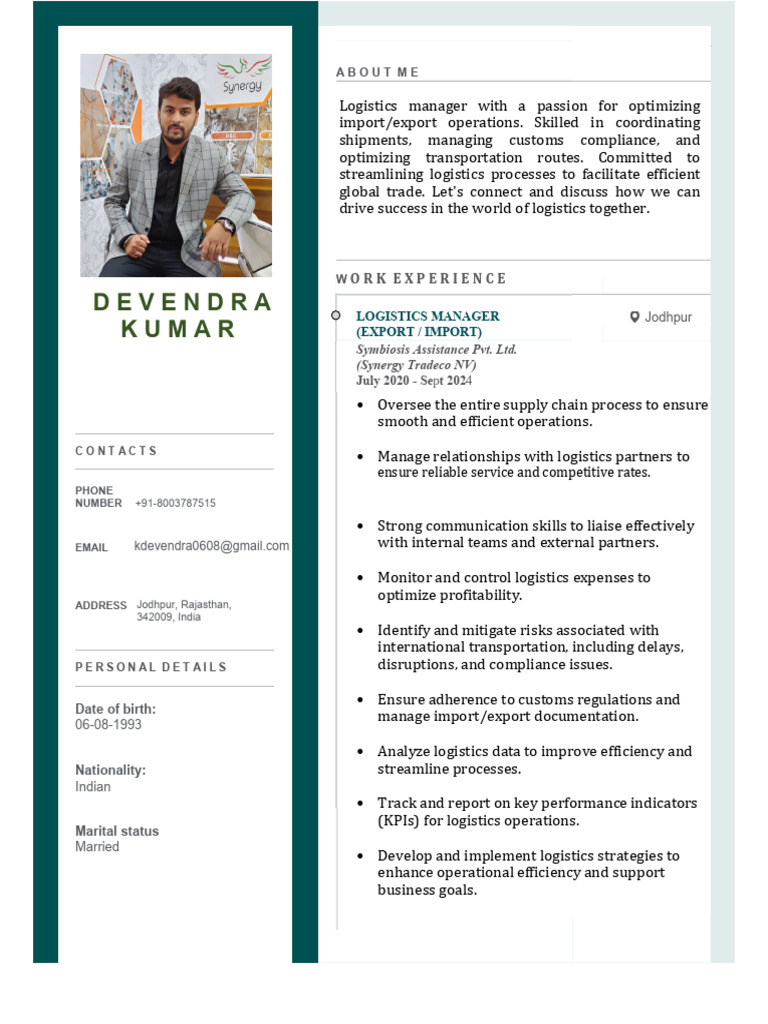 Devendra Kumar - Logistics | PDF | Logistics | Business