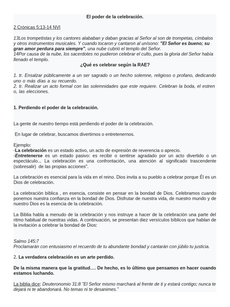 La Importancia de Celebrar a Dios | PDF | Salmos | Dios