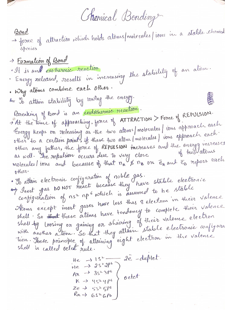 Chemical Bonding Notes | PDF