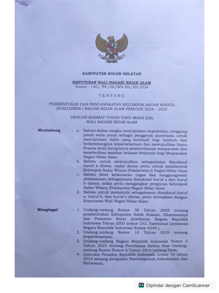 SK Pokdarwis Bidar Alam | PDF