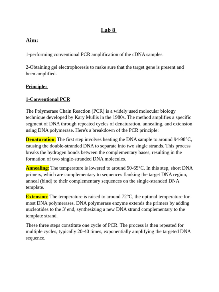lab 88 | PDF | Polymerase Chain Reaction | Gel Electrophoresis