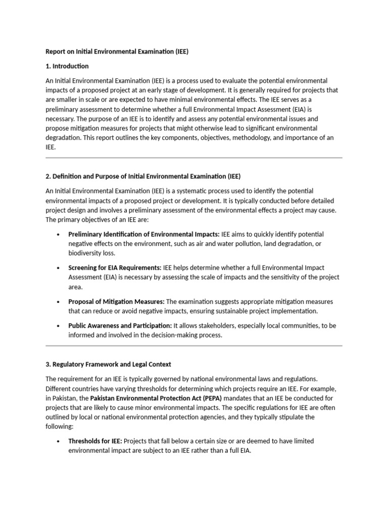 Initial Environmental Examination Overview | PDF | Environmental Impact ...