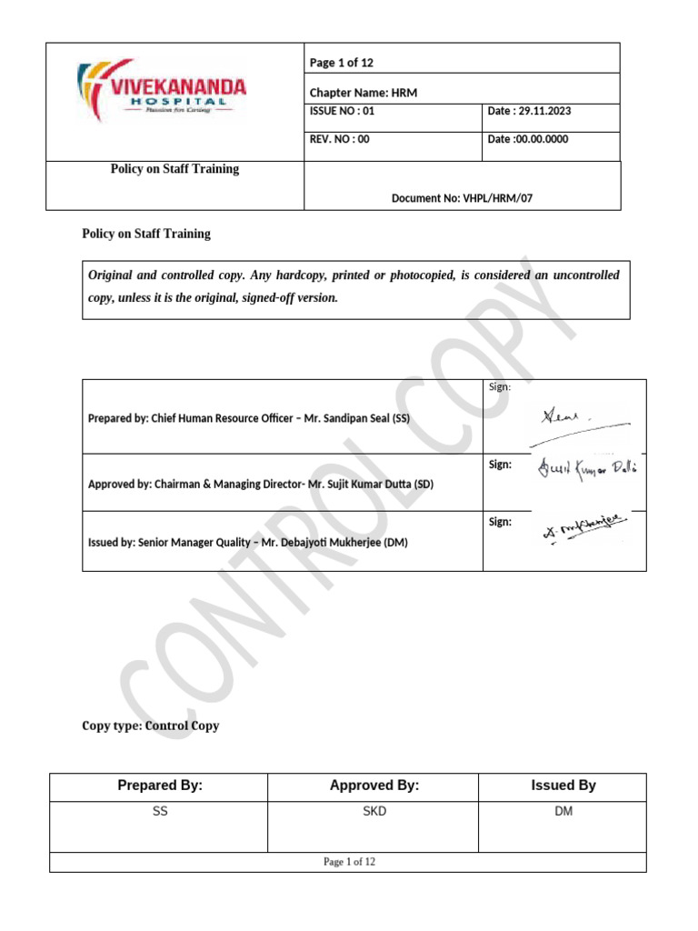 Policy On Staff Training | PDF | Human Resource Management | Business