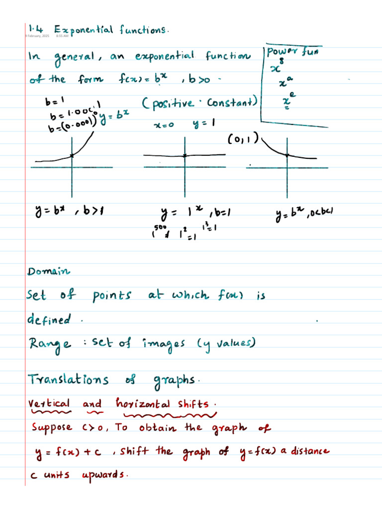 1.4 Exponential Functions. | PDF