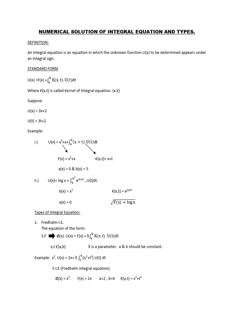 Integral Equations for Math Students | PDF | Integral Equation ...