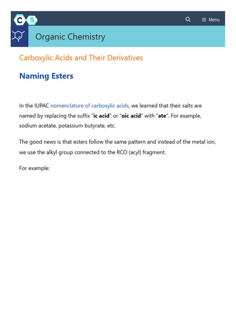 11_Naming Esters | PDF