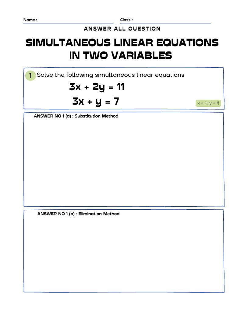 Solving Linear Equations: Substitution Method | PDF
