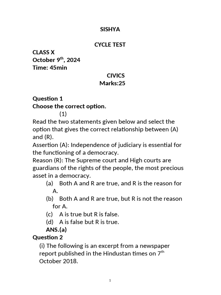 Cycle Test Judiciary Key2024 | PDF | Judge | Supreme Court Of The ...