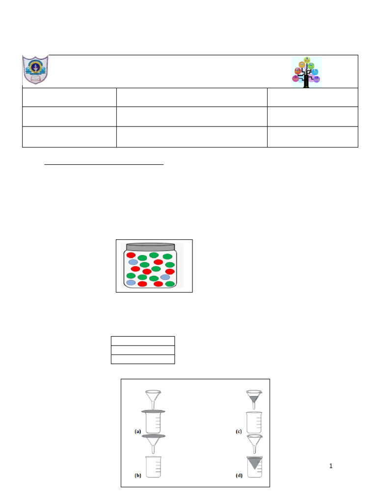 Separation of Substances Worksheet VI | PDF | Solubility | Water
