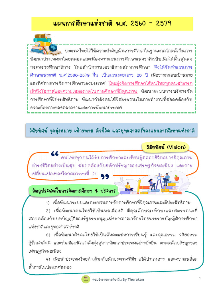 5. แผนการศึกษาแห่งชาติ พ.ศ. 2560 - 2579 | PDF