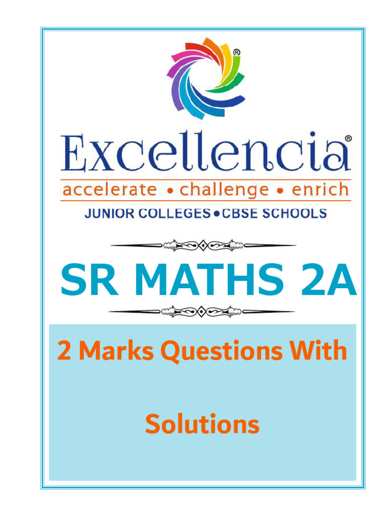 SR Maths 2a 2 Marks Questions Final | PDF | Mathematical Objects ...