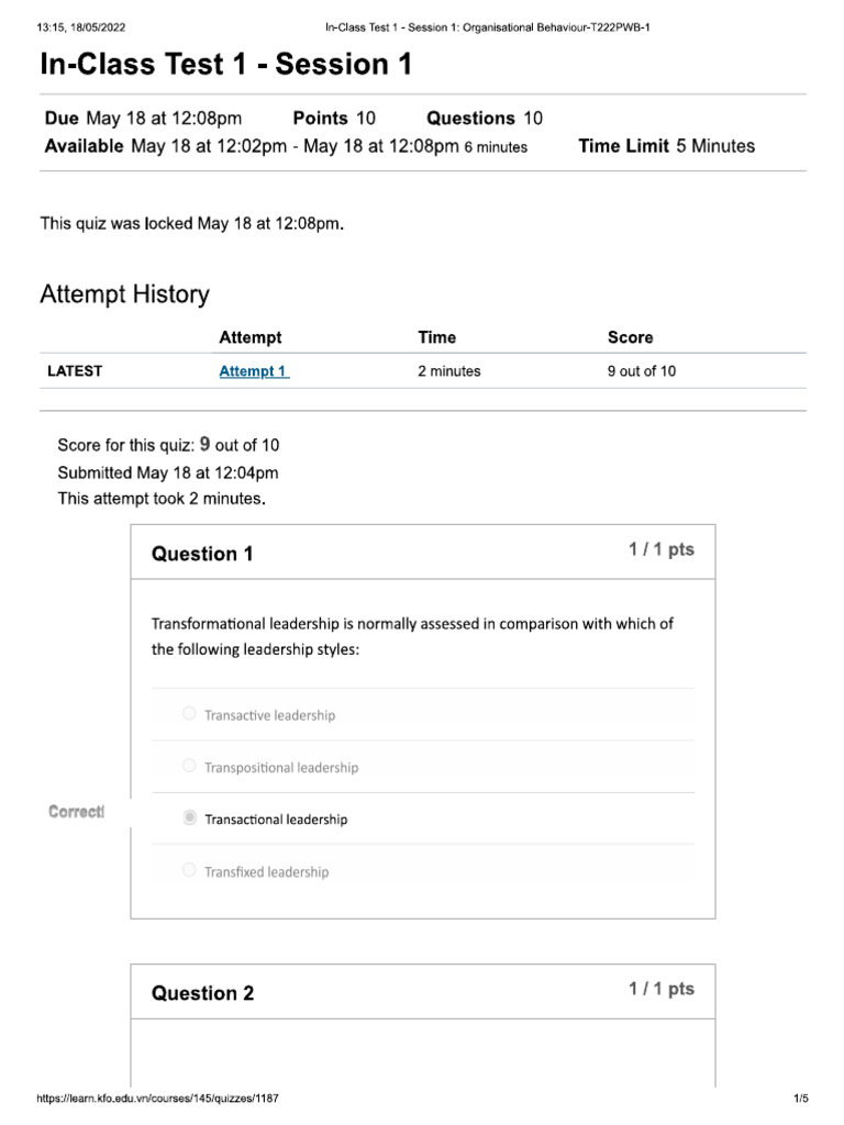 OB Quiz 1 | PDF