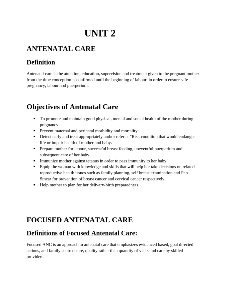 Antenatal Care Unit .2 | PDF | Malaria | Pregnancy